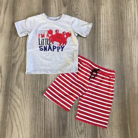 Matching Sets | Boutique Crab Im A Little Snappy Boys Shorts Outfit Set ...